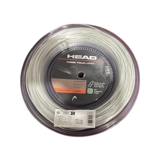 HEAD Hawk Tour rPET 17G Natural Tennis String 200m Reel – Control the ...