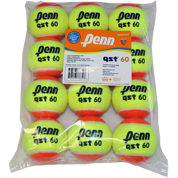 Penn QST 60 Orange/Yellow Felt Quick Start Tennis Balls 12-pack ...